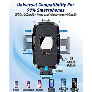 MLIFEMFUL Phone Mount for Car, 3 in 1 Car Phone Holder Mount Long Arm High Temperature Resistance Suction Cup,Cell Phone Holder for iPhone & All Smartphone Dashboard Windshield Vent Clip Compatible