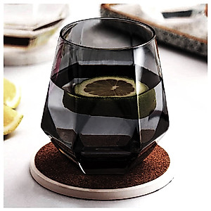 stemless glass wine glasses for whiskey cocktail wine Bourbon Brandy, glass tumblers & water glasses for Water, tea, juice, milk, coffee, milkshake, 10 oz 300 ml (black)