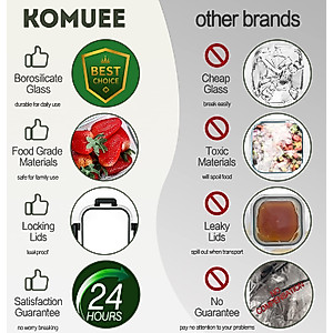 KOMUEE 10 Packs 30 oz Glass Meal Prep Continers Set with 1 & 2 Compartments, Glass Food Storage Containers with Lids, Freezer, Oven and Microwave Friendly