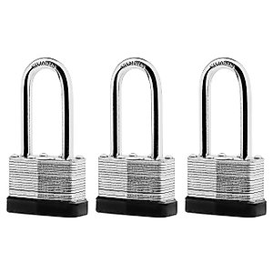 SafiSwords 3-Pack Keyed Alike Laminated Steel Padlocks Keys, 1-3/4" Wide, Heavy Duty Long Pad Lock Set with Same Keys