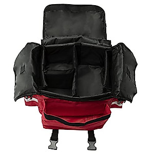 NOVAMEDIC Professional Empty Red First Responder Bag, 17" x 9" x 7", EMT Trauma First Aid Carrier for Paramedics and Emergency Medical Supplies Kit, Lightweight and Durable