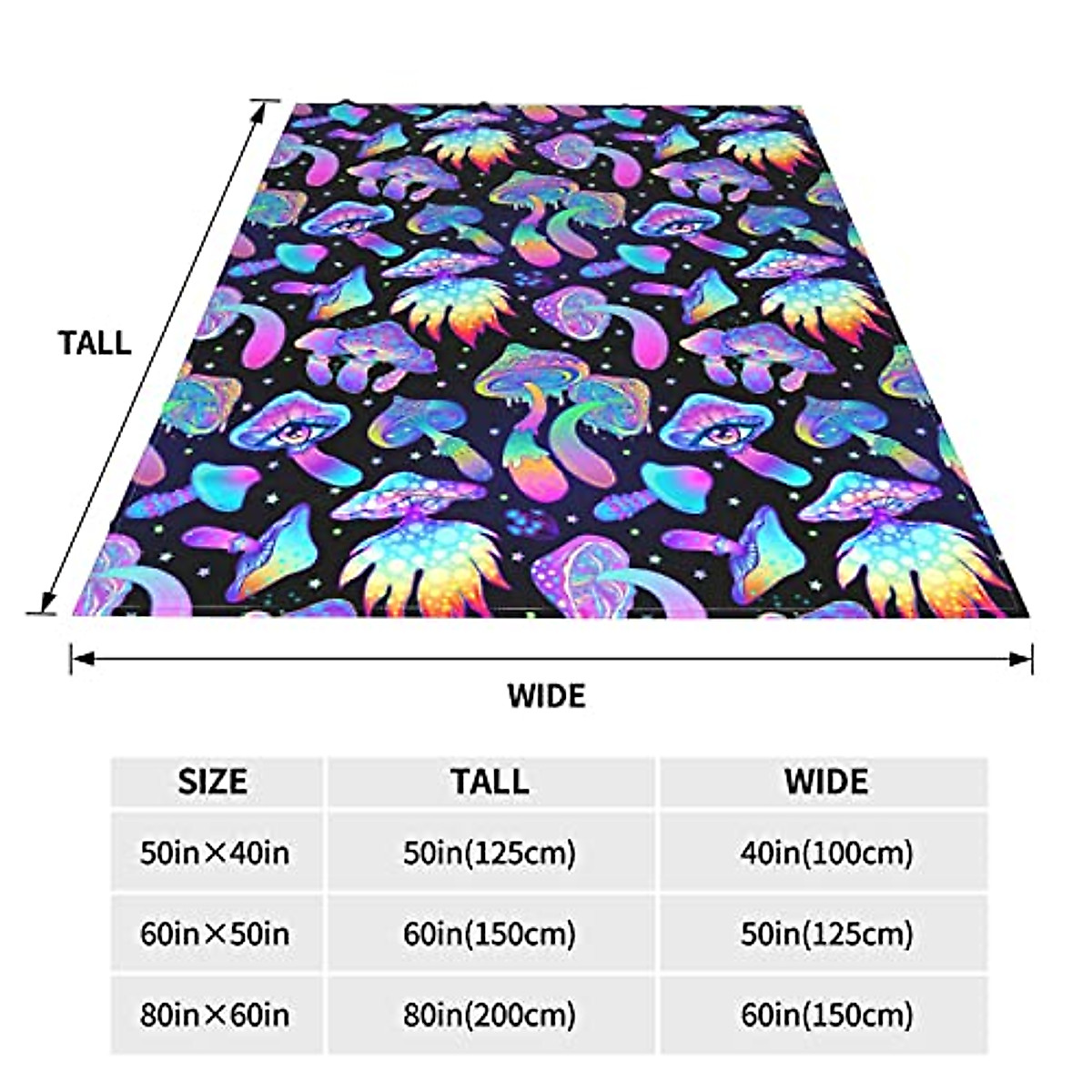 Mushroom Throw Blanket for Couch, Mushroom Decor Aesthetic Blankets, Flannel Cozy Soft and Lightweight Blanket for Bed Sofa, Funny Warm Gifts for Birthday Christmas Fathers Mothers Day, 60x50 Inches