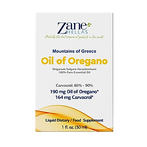 Zane Hellas 190 mg Oregano Oil-164 mg Carvacrol per Serving-4 Drops Daily. 100% Greek Undiluted Oil of Oregano. 86%-90% Min Carvacrol. Probably The Best Oregano Oil in The World. 1 fl. oz.- 30ml