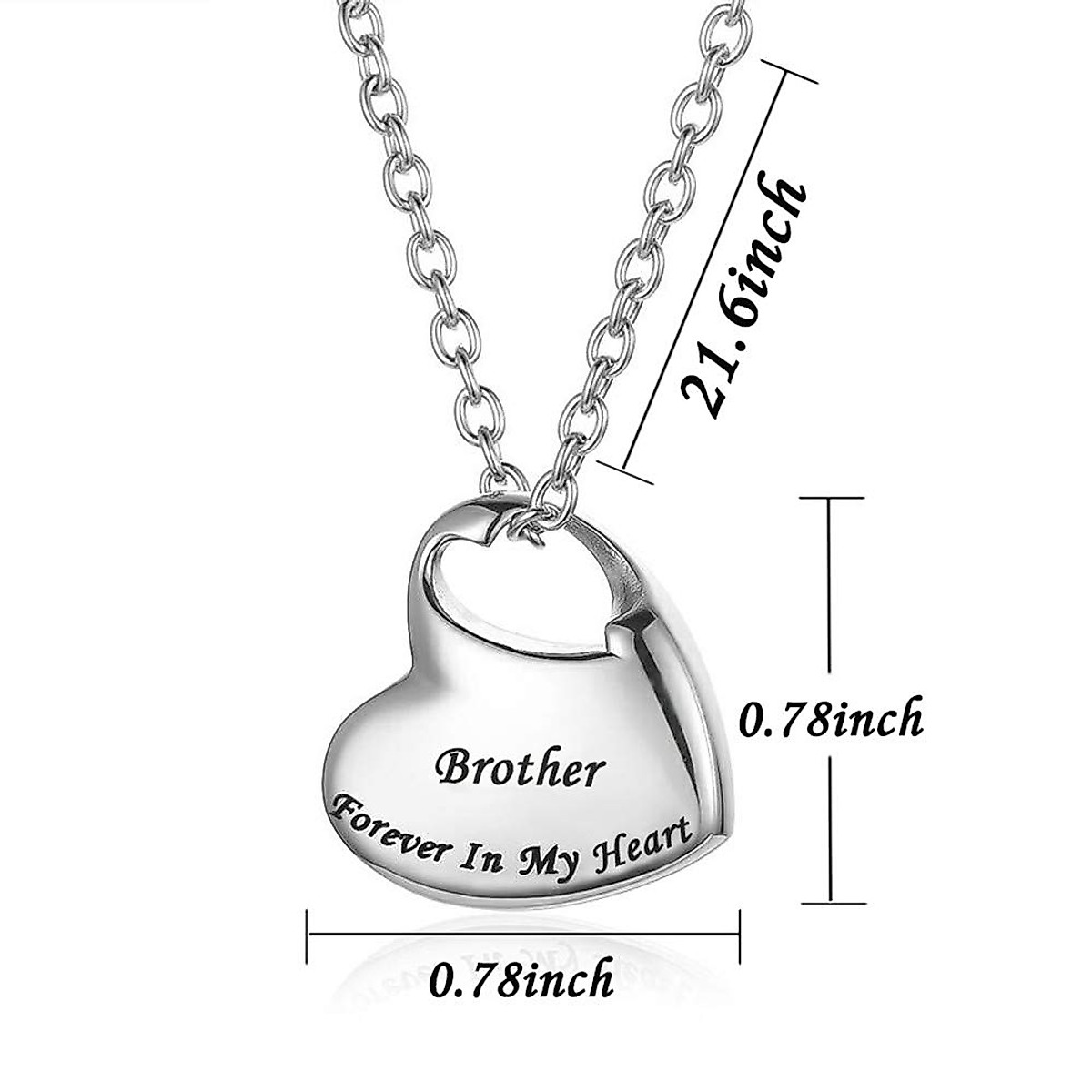 Gisunye Cremation Urn Necklace for Ashes Urn Jewelry. Forever in My Heart Carved Stainless Steel Keepsake Waterproof Memorial Pendant for mom & dad with Filling Kit