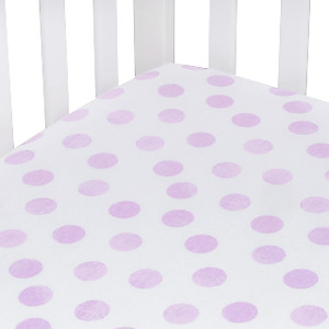 Andi Mae Crib Sheet - Purple Dots - 100% Jersey Cotton - Fits Standard Crib or Toddler Mattresses