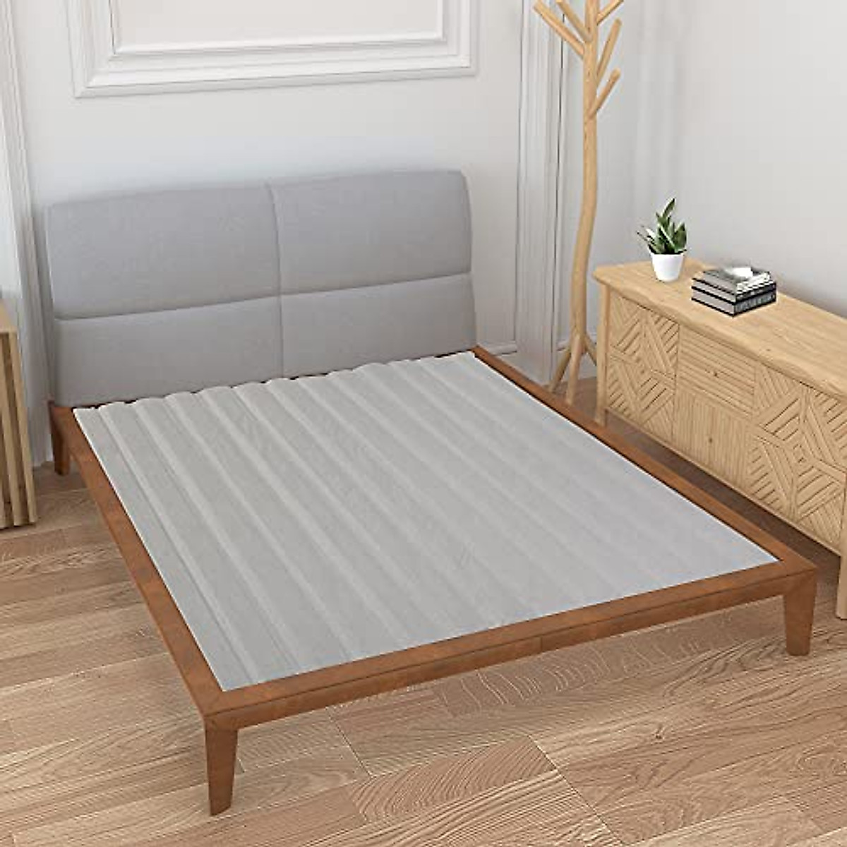 Treaton, 0.75-Inch Vertical Mattress Support Wooden Bunkie Board/Slats with Cover, Twin, Grey