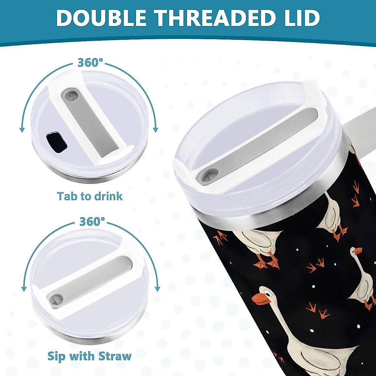 RPLIFE Farm Animal Illustration 40oz Tumbler with Handle, Stainless Steel Tumbler with Straw, Tumbler for Men