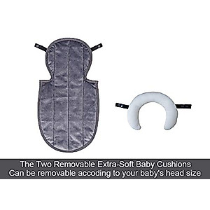 COOLBEBE New 2-in-1 Head & Body Supports for Baby Newborn Infants - Extra Soft Stroller Cushion Pads Car Seat Insert, Prefect for All Seasons