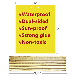 Garutom 30-Pack Dual-Sided Yellow Sticky Traps for Flying Plant Insect Such as Fungus Gnats, Whiteflies, Aphids, Leafminers, etc (6x8 Inches, Included 30pcs Twist Ties)