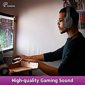 Picozon Gaming Headset Headphone with Microphone for PS5, PS4, Nintendo Switch, Playstation 4, Playstation 5, Playstation Vita, Mac, Laptop, Tablet, Computer, Mobile Phones (3.5mm Plug)