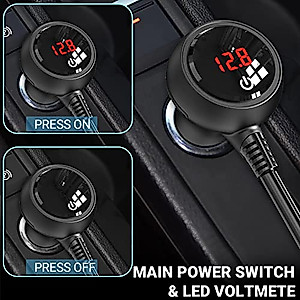 Car Charger Splitter 200W, Qidoe 3 Socket Cigarette Lighter Adapter with PD20W USB-C & QC3.0 Multi USB Car Charger 12V/24V DC Outlet Cigarette Splitter Power Switches Voltmeter for GPS Dash Cam Phone