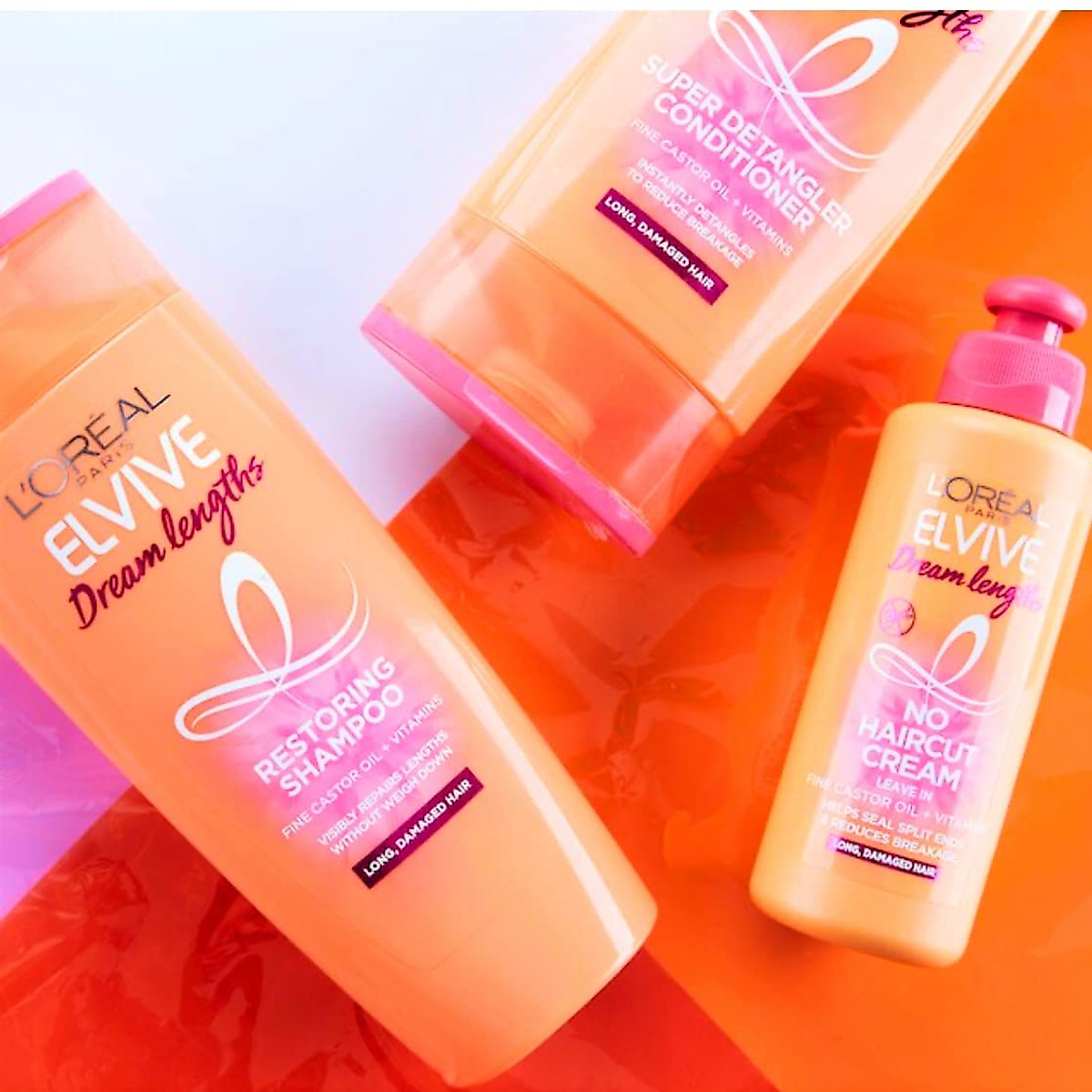 L'Oreal Paris Elvive - Dream Lengths - Restoring Shampoo & Super Detangler Conditioner Set - One Set