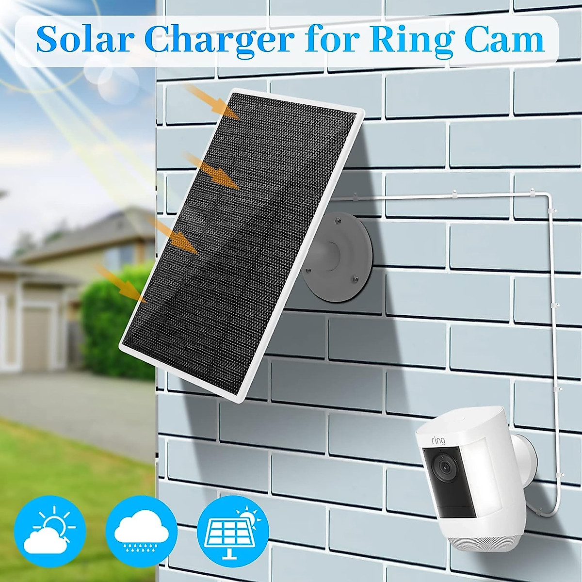 3 Pack Solar Panel Charger for Ring Security Camera, Compatible with Ring Spotlight Camera Plus/Pro/Battery, for Ring Stick Up Camera 2nd & 3rd Gen, 13.2ft Long Cable with USB-C to Barrel Plug Adapt