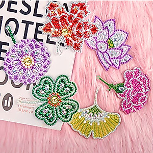 6 Pcs 5D Diamond Painting Bookmarks, DIY Diamond Art Bookmarks, Floral & Leaf Diamond Bookmarks, Diamond Painting Tool for Beginners Kids Adults, DIY Bookmarks Diamond Art Crafts Supplies