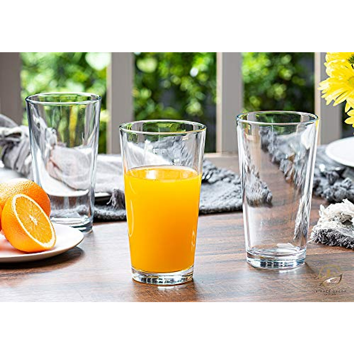 Set of 18 Sleek and Durable Drinking Glasses - Glassware Set Includes 6-17oz Highball Glasses, 6-13oz Rocks Glasses, 6-7oz Juice Glasses | Heavy Base Glass Cups for Water, Juice, Beer, & Cocktails.