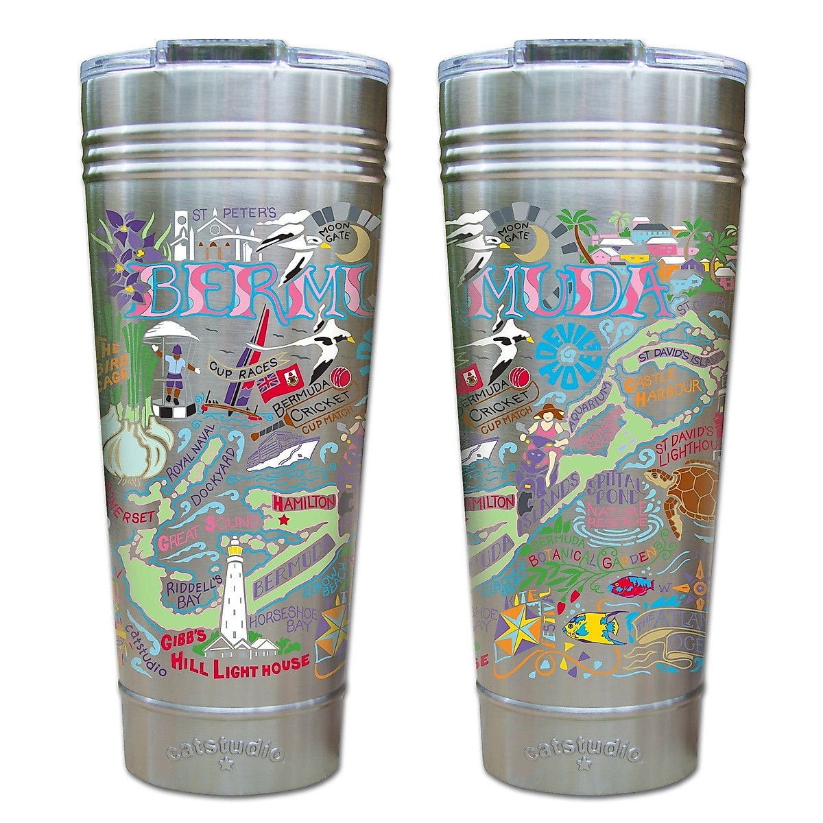 Catstudio Bermuda Thermal Tumbler | Triple Wall Insulation With Non Slip Bottom | Great Travel Cup for Water, Coffee, Tea, or Smoothies