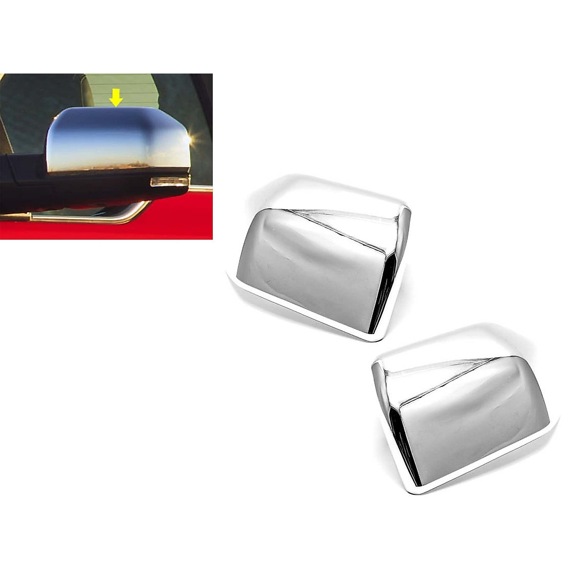 eLoveQ Chrome Top Half Side Mirror Cover Covers Compatible with 2015-2019 Ford F-150