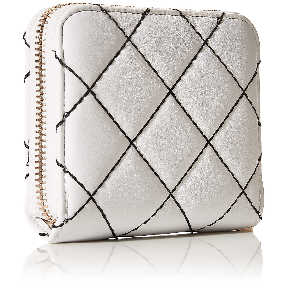 GUESS womens Cessily Small Zip Around Wallet, White Multi, one size US