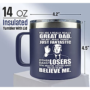 VIWIS Gifts for Dad from Daughter, Son - Dad Gifts from Daughter, Son for Fathers Day - Birthday Gifts for Dad, Funny Dad Birthday Gifts - Best Dad Mug 14Oz
