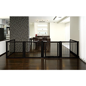 Richell Convertible Elite 6 Panel Pet Gate Black