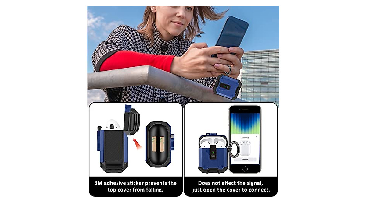 Protective AirPods Case with Secure Lock & Keychain