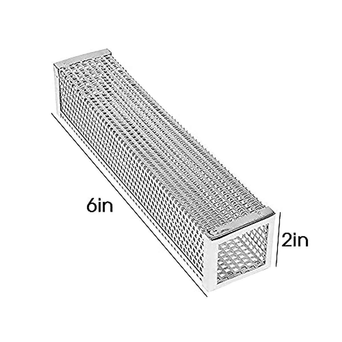 Prefdo Smoker Tube - 6” Stainless Steel Wood Pellet Tube Smokers for Cold or Hot Smoking , 5 Hours of Billowing Smoke, Work with Electric Gas Charcoal Grills or Smokers, Square