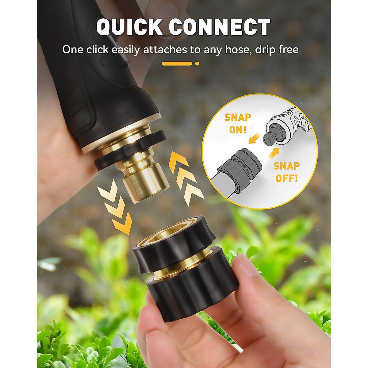 RAINPOINT Garden Hose Nozzle, 100% Zinc Alloy Hose Sprayer Nozzle with 9 Spray Patterns, High Pressure Water Hose Nozzle Heavy Duty Hand Sprayer, Watering Plants and Lawn, Car Washing, Pet Showering