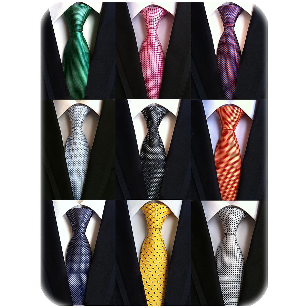 YanLen Lot 9 PCS Classic Men's Tie Necktie Woven JACQUARD Neck Ties