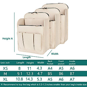 APSOONSELL Large Backpack Organizer Insert Felt Bag Organizer with Zipper Backpack Shaper Foldable Tote Organizer for Rucksack Shoulder Bag, Beige, XL