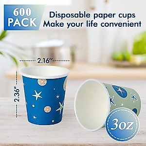 TV TOPVALUE 600 Pack 3 oz Disposable Paper Cups, Paper Bathroom Cups, Small Mouthwash Cups, Espresso Cups, Snack Cups for Party Picnic Travel and Events
