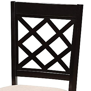 BOWERY HILL 17.9" Modern Oak Wood Dining Chair in Espresso/Beige (Set of 4)