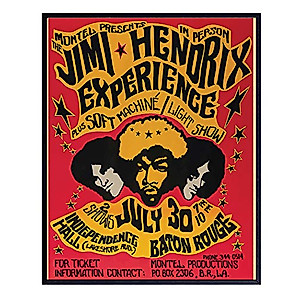 Jimi Hendrix Vintage Wall Art Print - Great Home Decor for Bedroom, Den or Office - Perfect Gift for Him, Music, Woodstock and Rock and Roll Fans - 8x10 Photo - Unframed