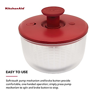 KitchenAid Universal Salad Spinner with Pump Mechanism and Large Bowl, 7.43 Quart, Empire Red