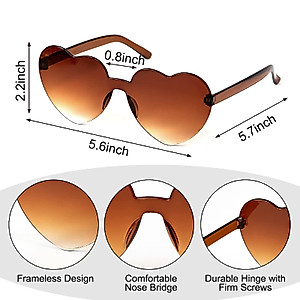 Lusy DM 16 Pairs Rimless Heart Shaped Sunglasses Frameless Sunglasses Transparent Heart Glasses Party Favors