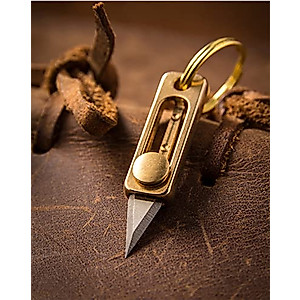 SZHOWORLD Ultra Small Brass Utility Knife, EDC Tiny Knife Box Opener with Stainless Steel Blade,Ultra Portable and Compact