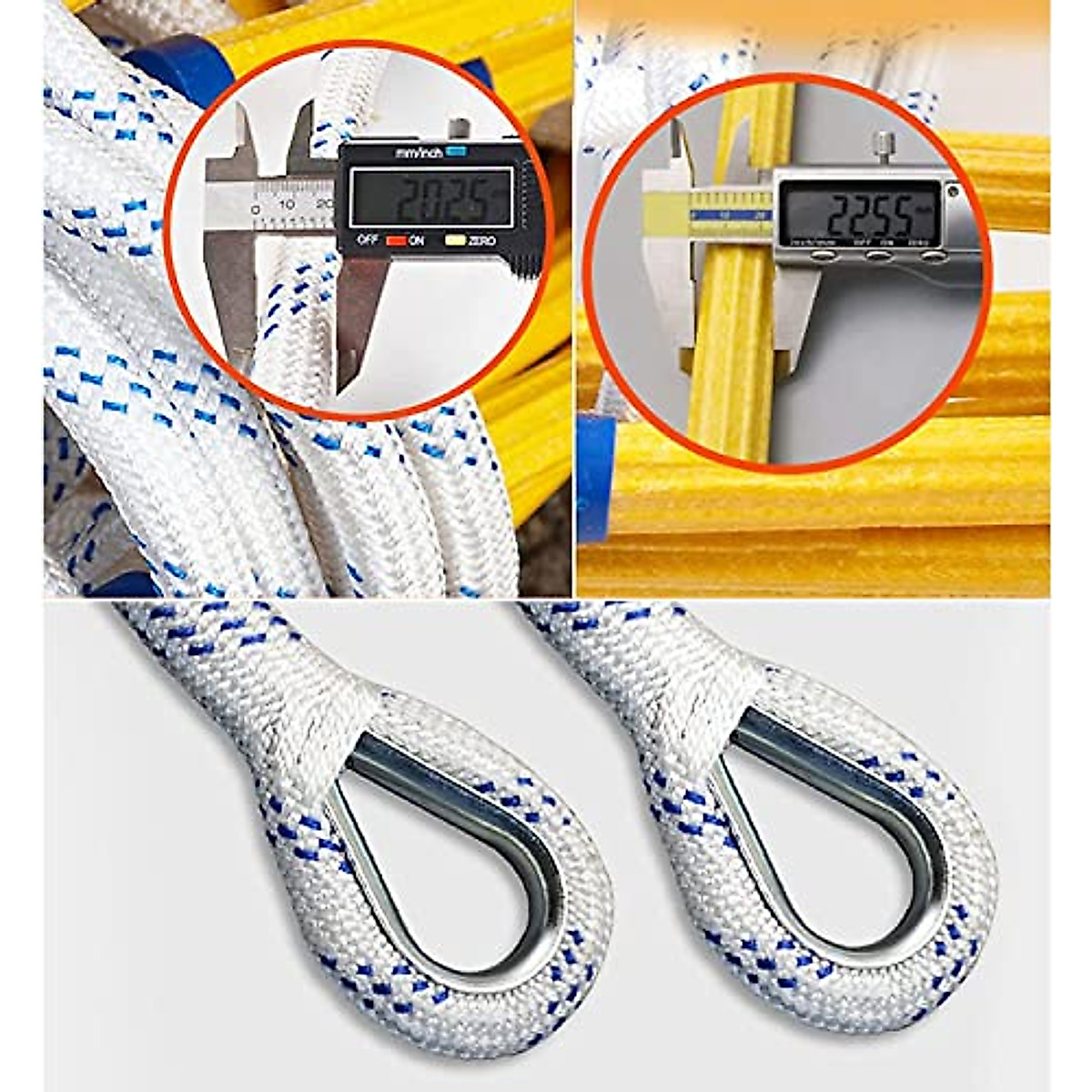 Flame Resistant Emergency Fire Safety Evacuation Ladder,Emergency Fire Escape Ladder Flame Resistant Safety Extension Rope Ladder with 2 Hooks,Homes Reusable Compact & Portable External Ladder