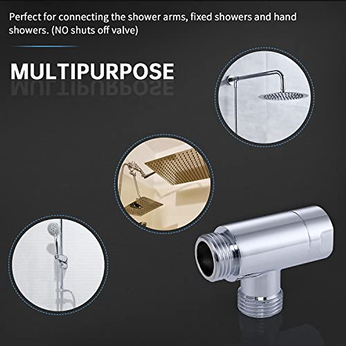 G-Promise All Metal 3 Way Diverter | Hose Fitting Tee | T Shape Adapter Connector for Angle Valve Hose | Bath Shower Arm | (Chrome)