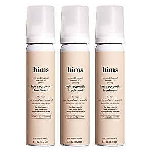 hims Extra Strength Hair Regrowth Treatment for Men with 5% Topical Minoxidil Foam for Hair Loss and Thinning Hair, Unscented No Drip Formula, 3 Month Supply, 3 Pack