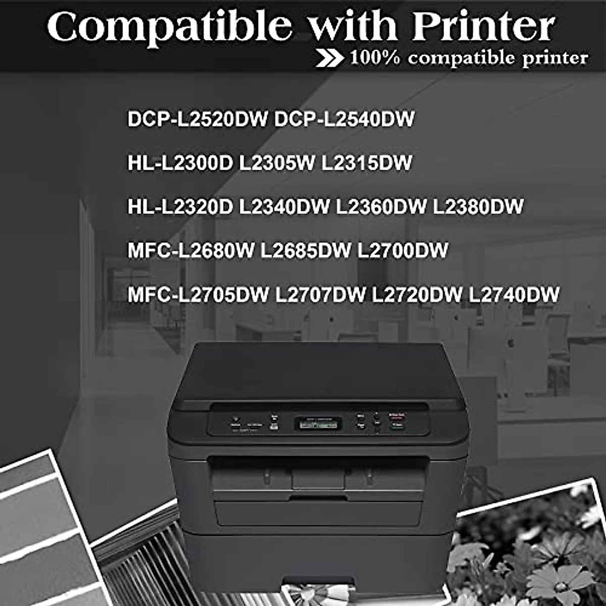 2-Pack Black Compatible Toner Cartridge Replacement for Brother TN630 TN-630 High Yield to use with HL-L2300D DCP-L2520DW DCP-L2540DW HL-L2360DW HL-L2320D HL-L2380DW MFC-L2707DW Printer