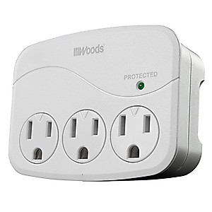 Woods 41034 Surge Protector with 3 Power, 3-Outlet 1000J of Protection