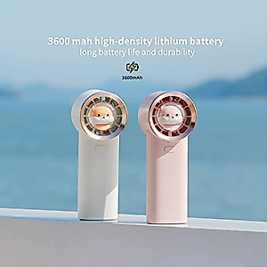 AIMHON Handheld Mini Fan, Portable Pocket Fan,3600mAh Battery Operated Rechargeable Personal Fan, 6-15 Hours Working Time for Outdoor Activities, Summer Gift for Men Women (White)