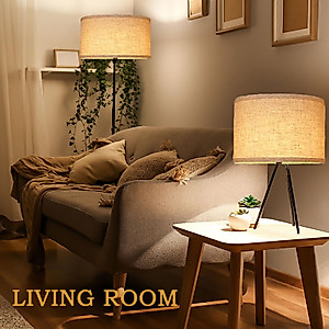 Drum Lamp Shade, Natural Round Linen Lamp Shades for Floor Lamp Replacement, Small Fabric Cylinder Decorative Lampshade with E27 Adapters for Table Lamp Bedside Lamp Chandeliers(White)(1.65" Spider)