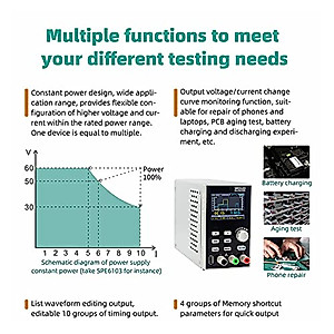 DC Power Supply, Programmable DC Power Supply 300W 30V/10A 60V/10A 2.8" LCD 10mV/1mA Resolution Digital Voltage Regulator Switch,Electroplating DIY(SPE6102 200W)