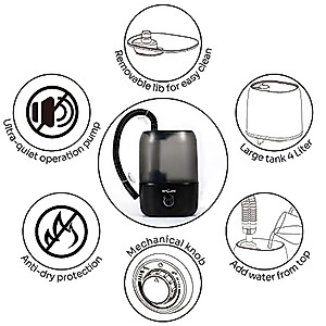 REPTI ZOO 4L Reptile Humidifier, Upgrade Reptile Fogger Large Reptile Mister Tank Terrarium Humidifier Fogger for Reptiles Amphibians Herps Vivarium