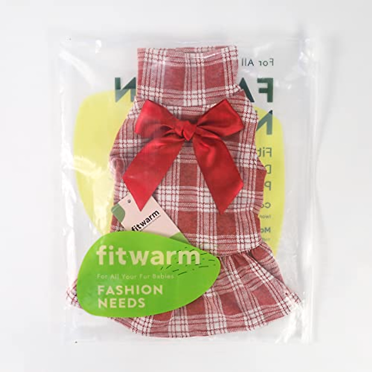 Fitwarm Dog Christmas Outfit, Winter Dog Dress, Dog Clothes for Small Dogs Girl, Turtleneck Plaid Pet Costume, Cat Apparel, Red, XXS