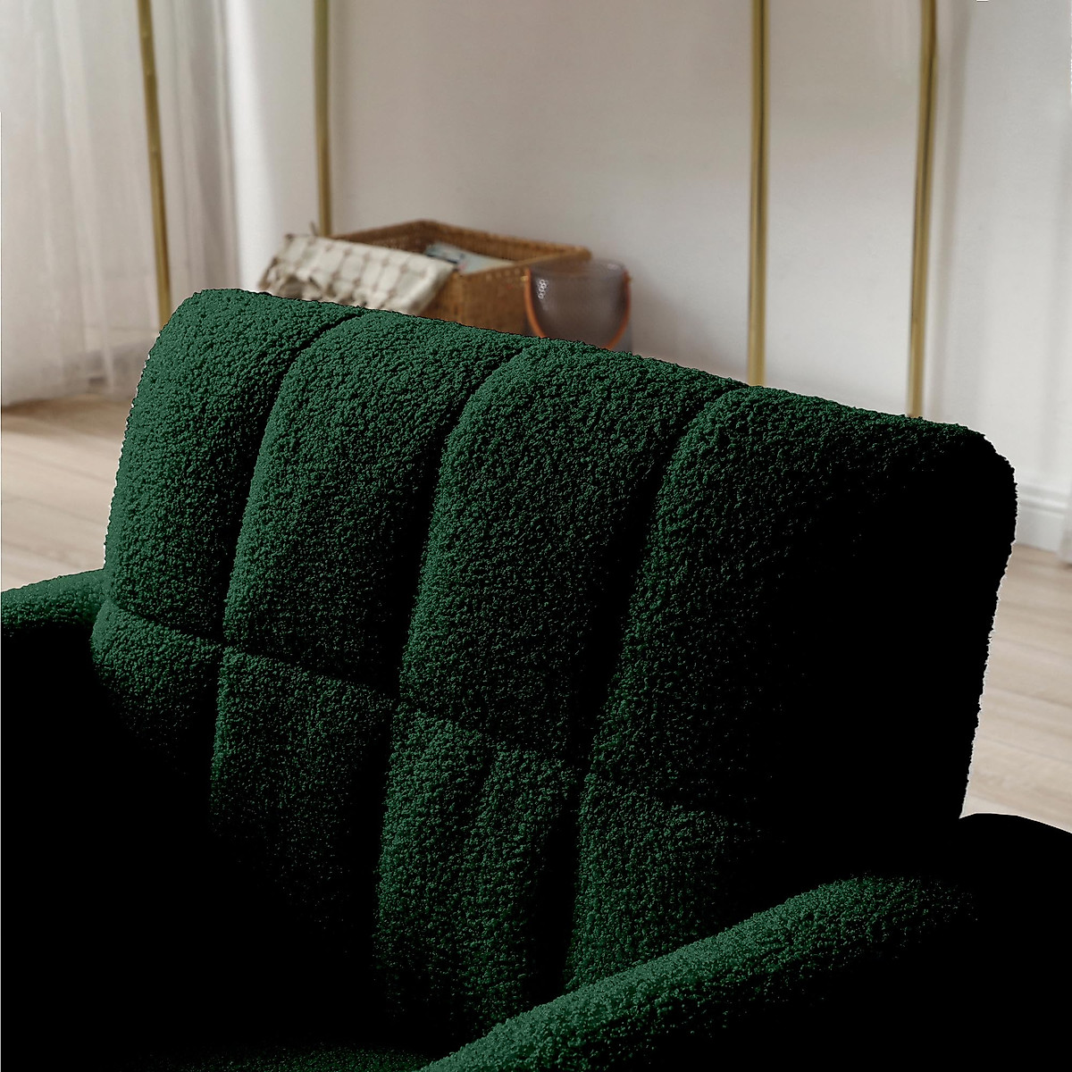 Tiophome Teddy Accent Modern Side Gold Legs & Waist Pillow, Single Sofa Couch Armchair Reading Chairs for Living Waiting Room Bedroom Green