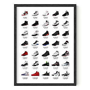 HAUS AND HUES Jordan Sneaker Posters for Guys - Michael Jordan Shoe Poster, Cool Sneaker Wall Art for Bedroom, Dope Hypebeast Poster Sneakerhead Room Decor, Cool Wall Art (12”x16” UNFRAMED)