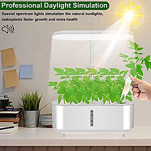 SXDLED Hydroponics Growing System with 10 pods, Herb Garden Kit Indoor with 104 Grow Light, Indoor Gardening System Hydroponic Garden with Automatic Timer, Quiet Water Pump,Height Adjustable(White)