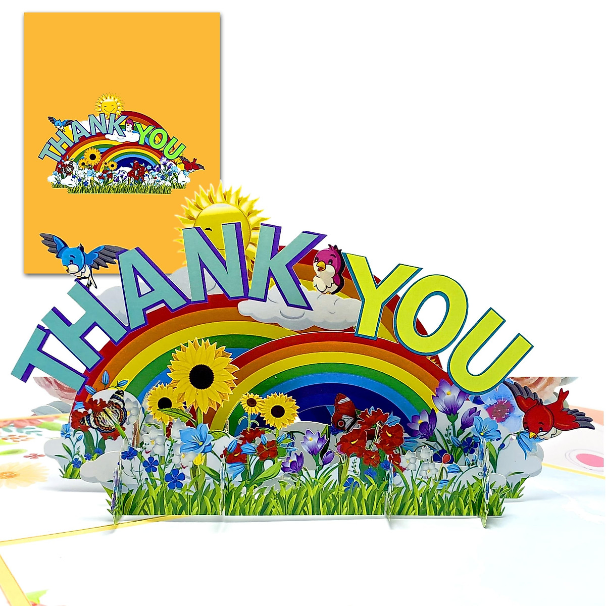 MeeSunnie Thank You Pop Up Card, 3D Colorful Greeting Card, Confetti Thankful Card Flower for Retirement, Thinking Of You, Grateful, Gratitude, Love Mom Friend Teacher Nurse Boss Co-Worker