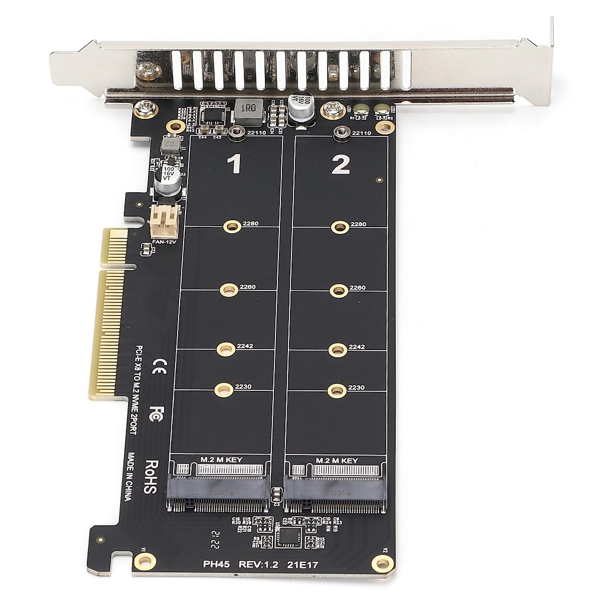 Adapter Card, NVME SSD and M.2 PCIE Interface Device, 2 X 32Gbps Full Speed Signals, M.2 Hard Disk Interface, PCIe X8 Interface Thickening Technology for Home Computers(Black)
